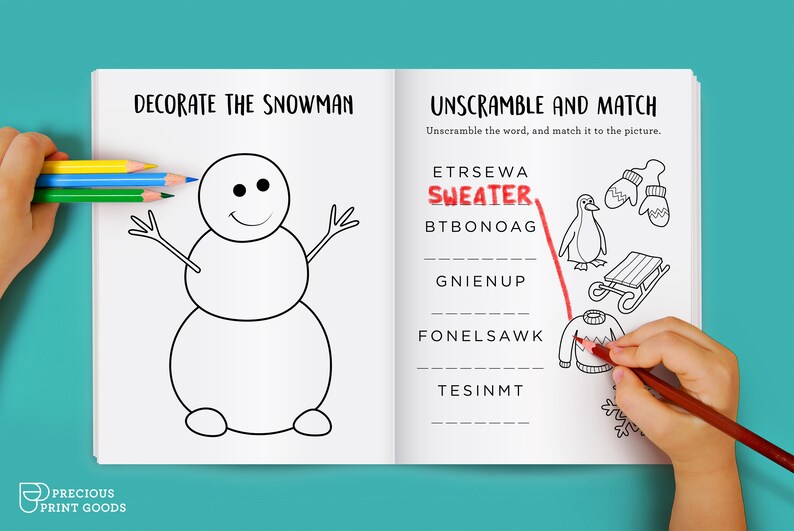 Winter Activity Coloring Book for Kids Digital Files Instant - Etsy