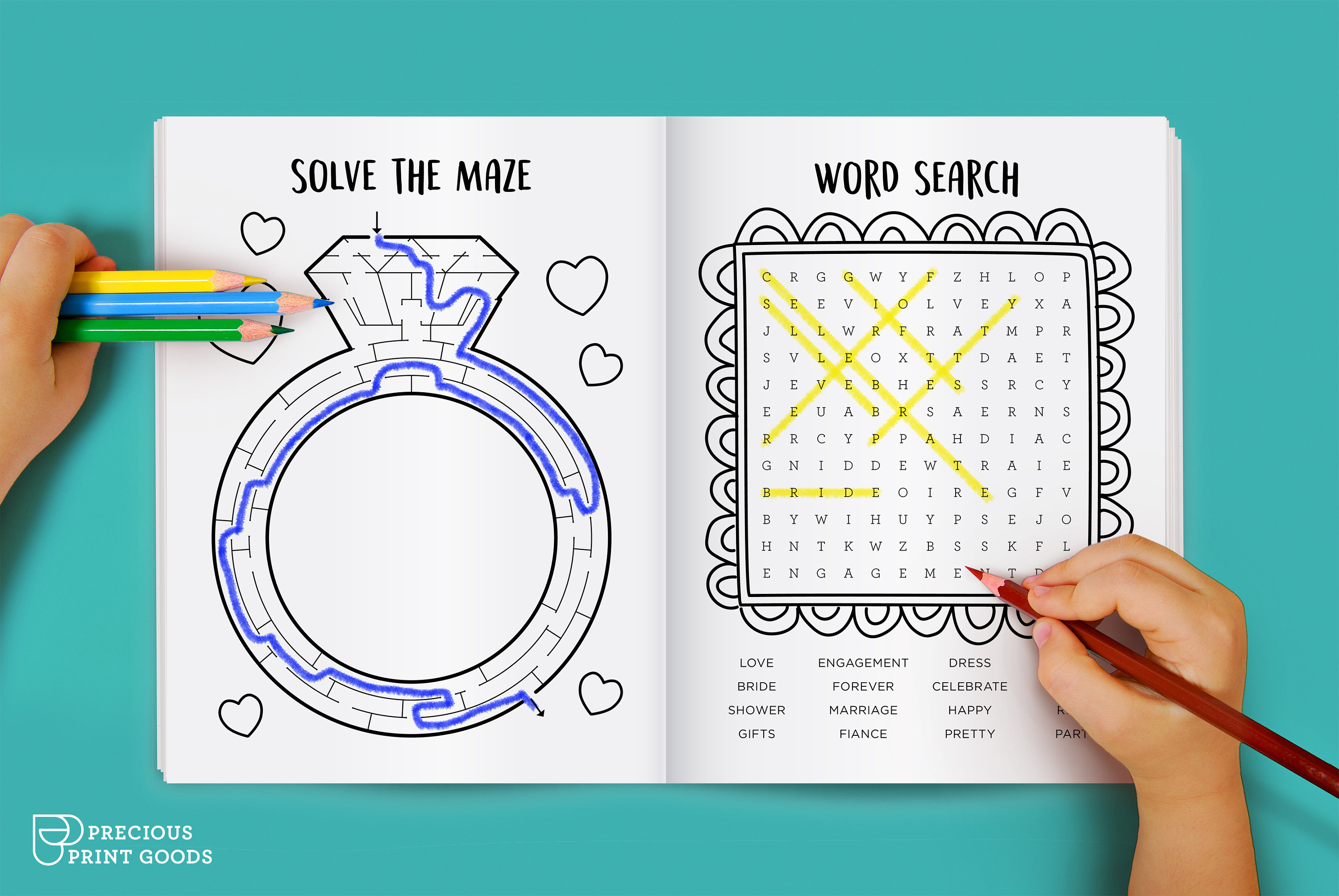 Bridal Shower Activity Coloring Book for Kids - Digital Files Instant ...