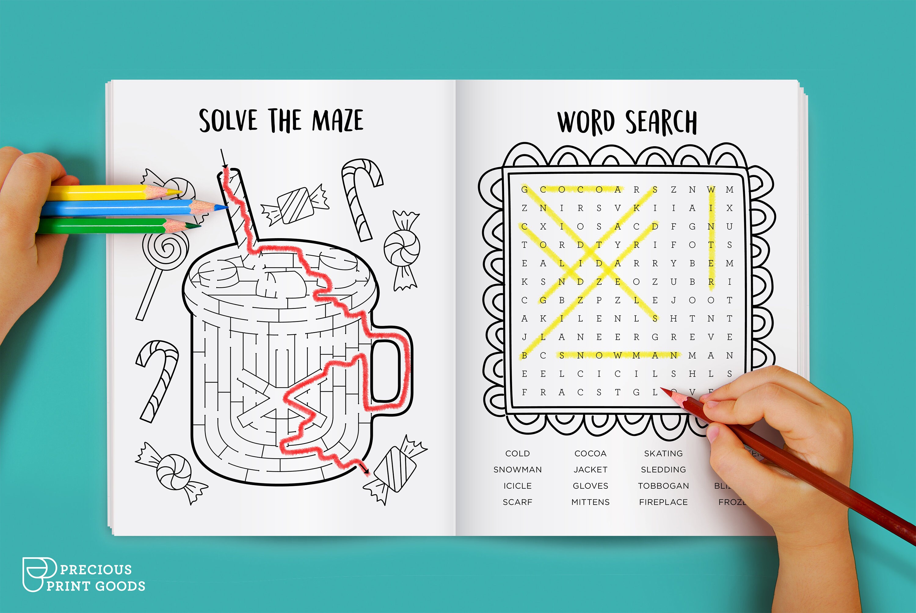 Winter Activity Coloring Book for Kids Digital Files Instant Download ...