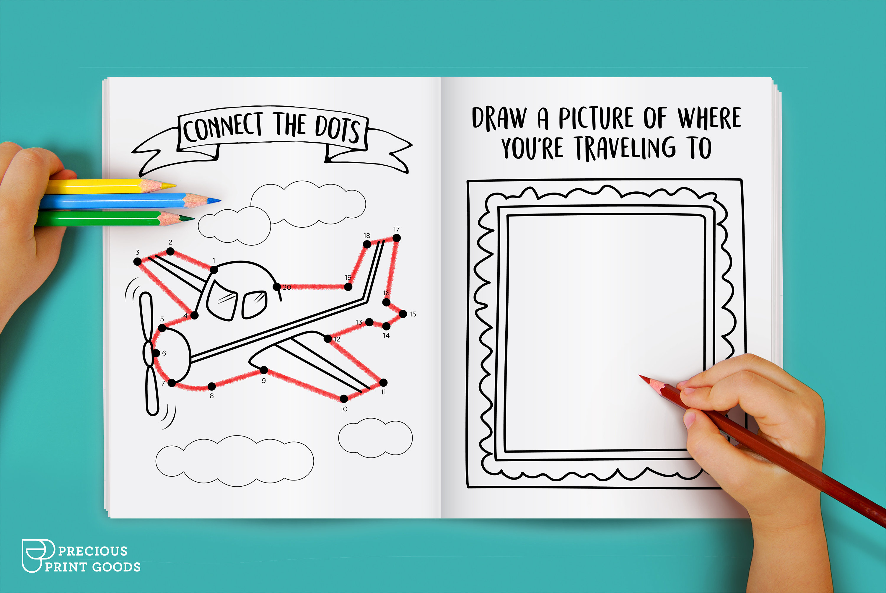 Airplane Adventure Travel Activity Coloring Book for Kids - Digital ...