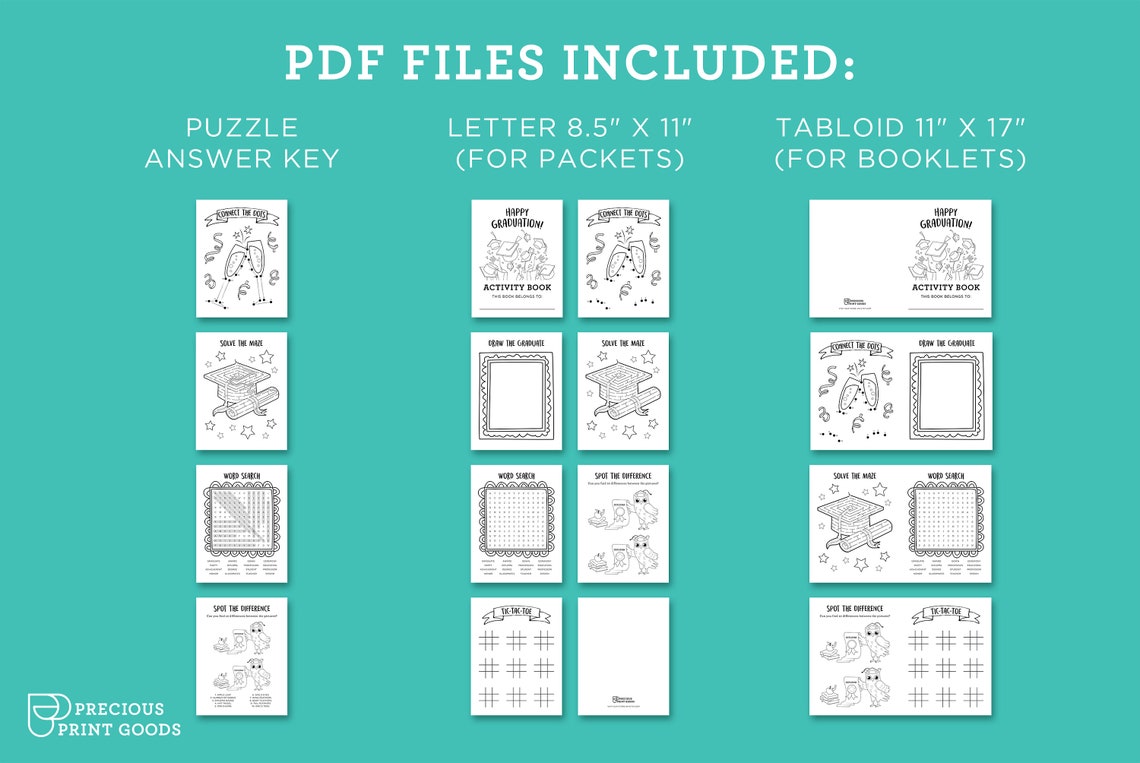 Graduation Activity Coloring Book for Kids Digital Files - Etsy