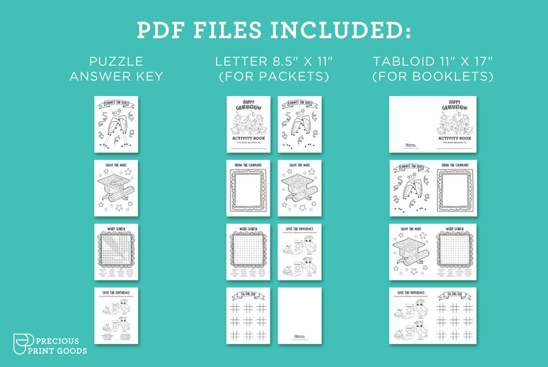 Graduation Activity Coloring Book for Kids - Digital Files Instant ...