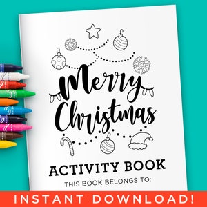 Merry Christmas Activity Coloring Book for Kids | Etsy