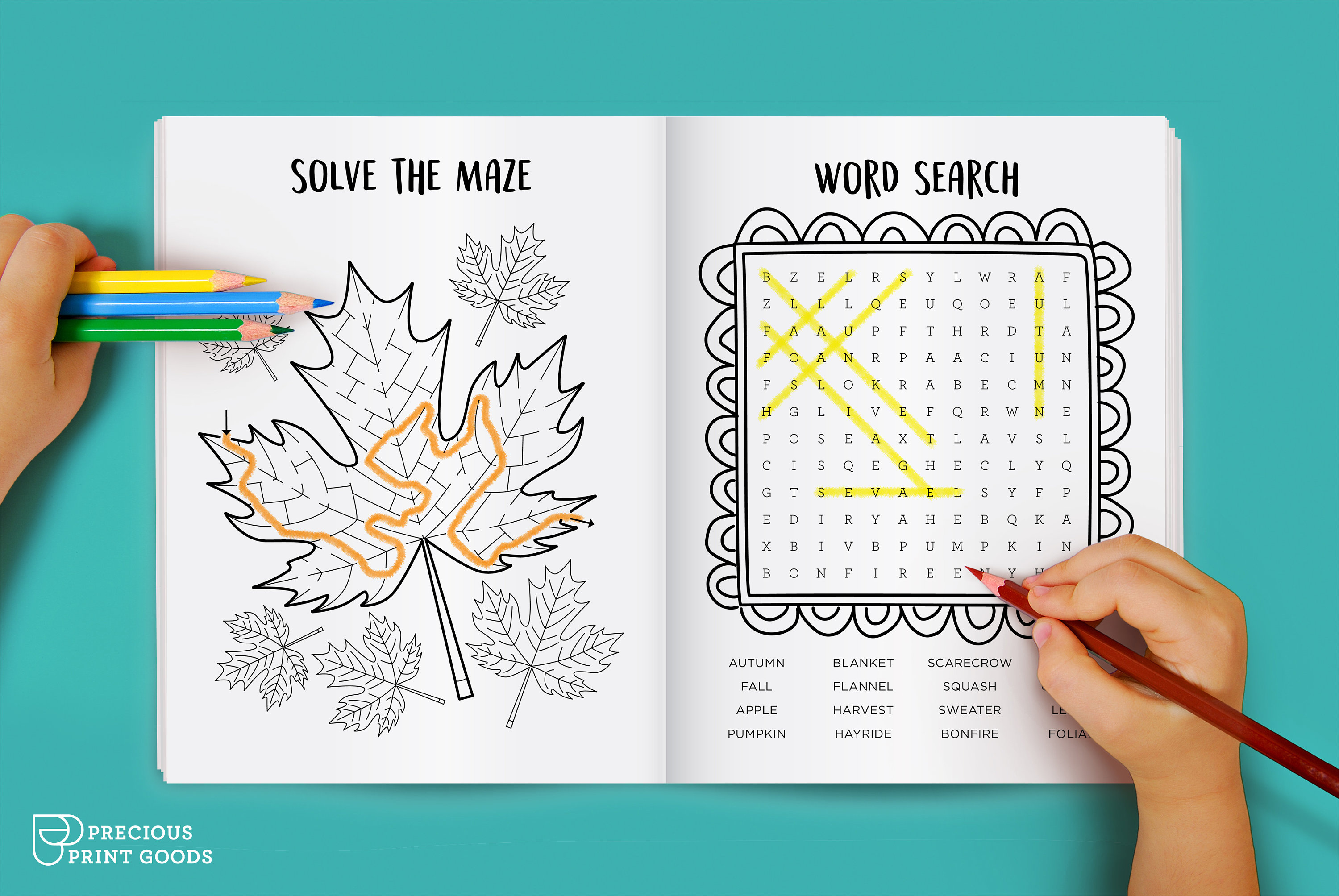 Autumn Activity Coloring Book for Kids - Digital Files Instant Download ...