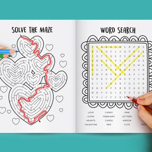 Valentine's Day Activity Coloring Book for Kids - Digital Files Instant ...