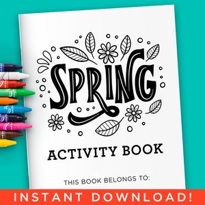 Spring Activity Coloring Book for Kids - Digital Files Instant Download ...
