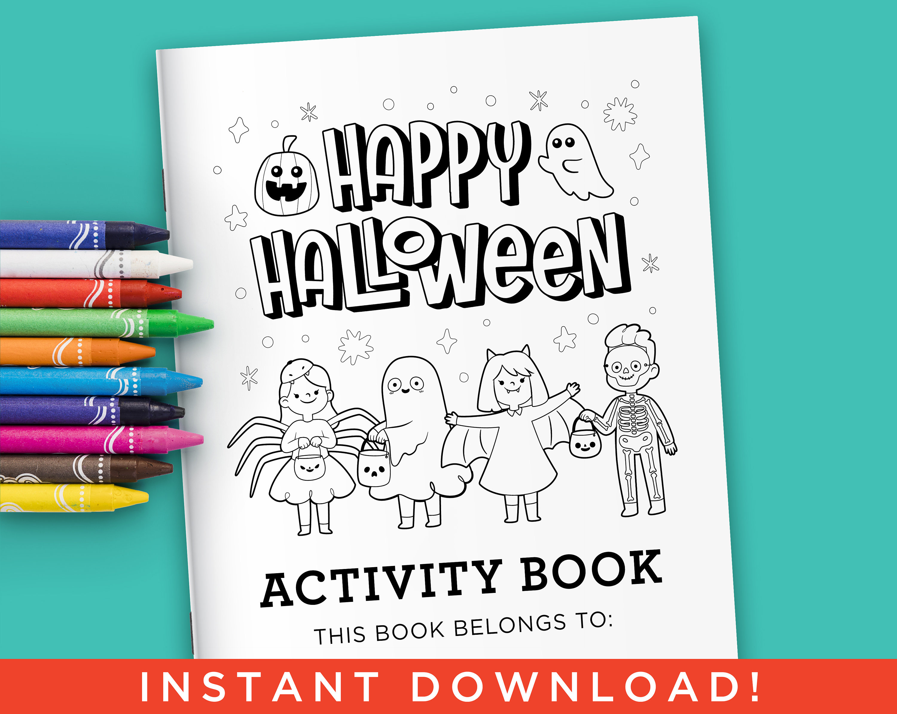 Halloween Activity Coloring Book for Kids Digital Files Instant ...