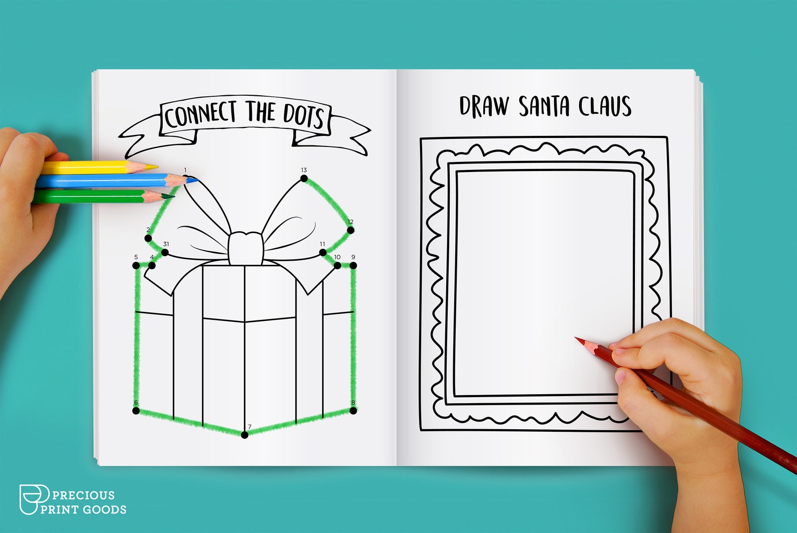 Merry Christmas Activity Coloring Book for Kids Digital - Etsy