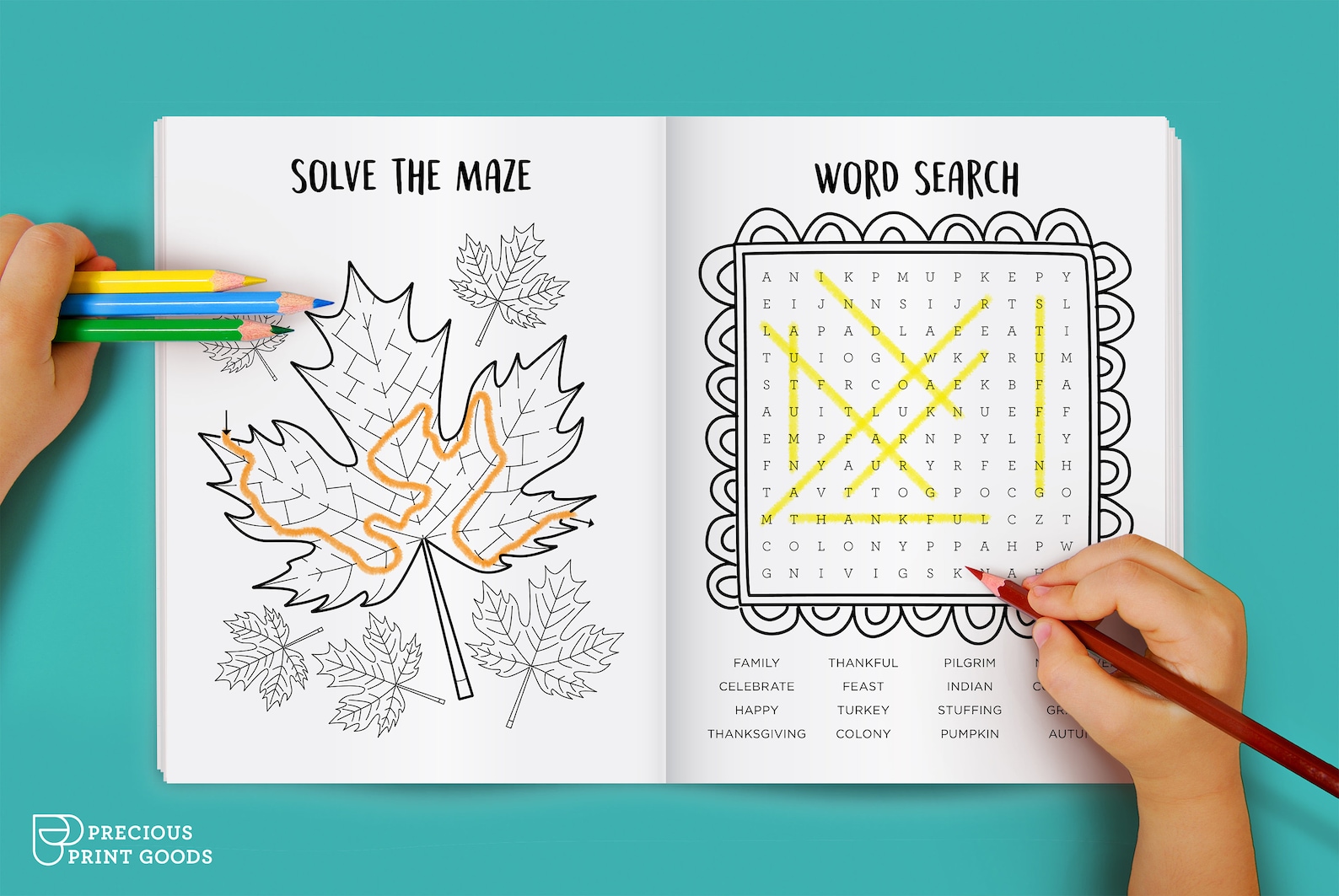 Thanksgiving Activity Coloring Book for Kids - Digital Files Instant ...