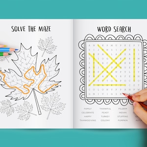 Thanksgiving Activity Coloring Book for Kids - Digital Files Instant ...