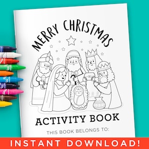 Merry Christmas Religious Activity Coloring Book for Kids - Digital ...
