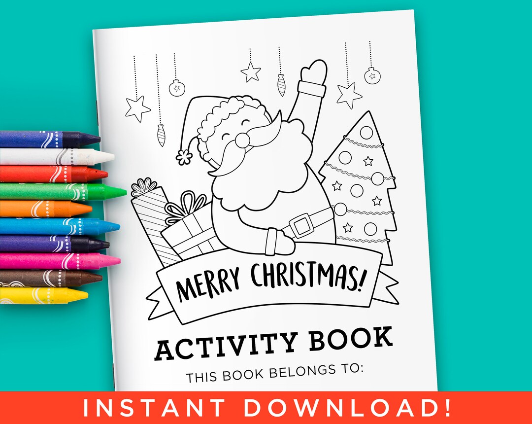 Merry Christmas Activity Coloring Book for Kids - Digital Files Instant ...