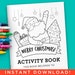 Merry Christmas Activity Coloring Book for Kids Digital Files Instant ...