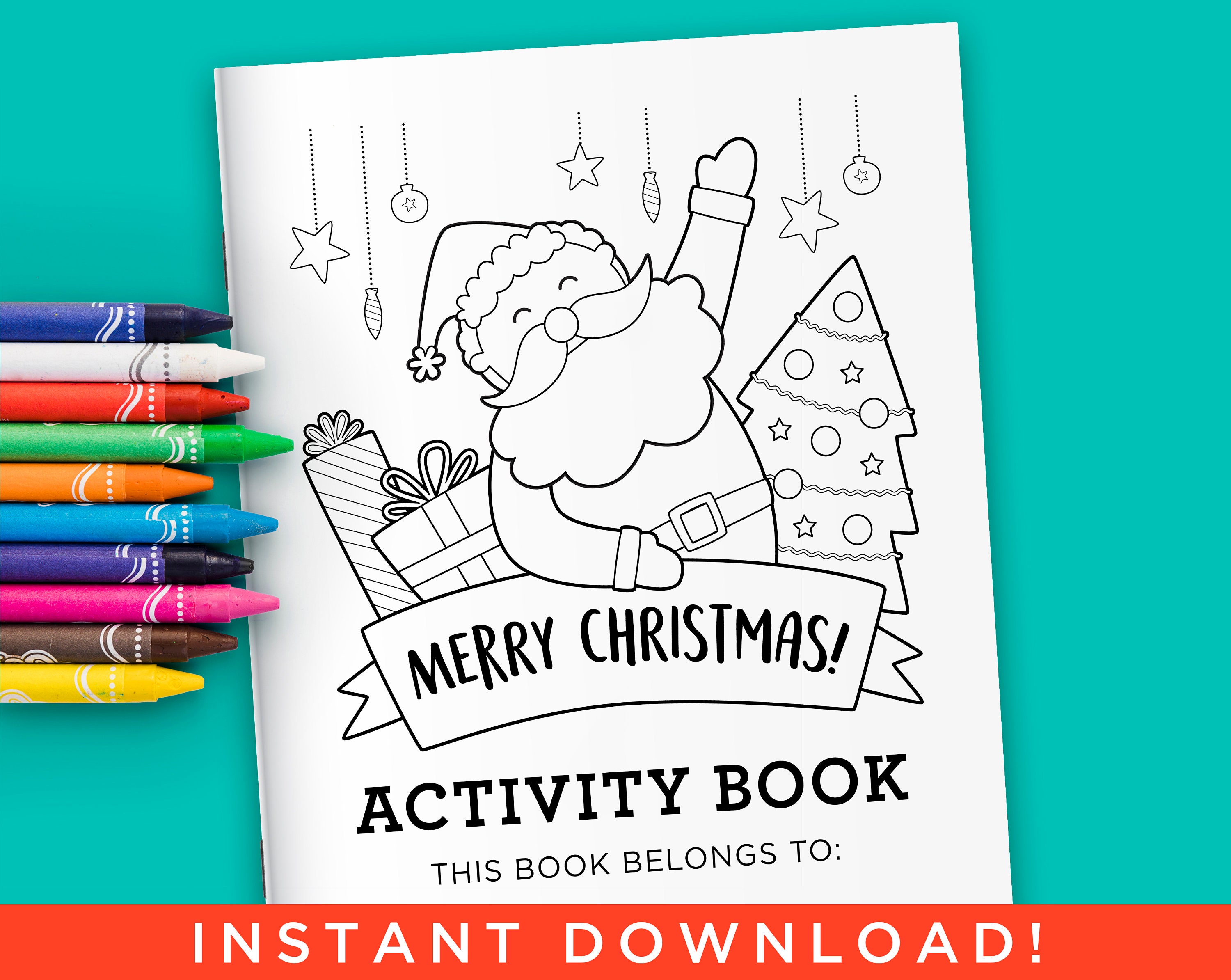 Merry Christmas Activity Coloring Book for Kids Digital Files Instant ...