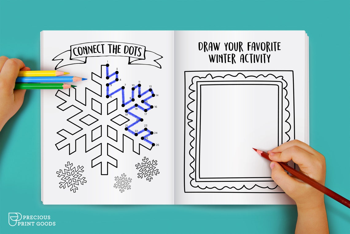 Winter Activity Coloring Book for Kids Digital Files Instant - Etsy