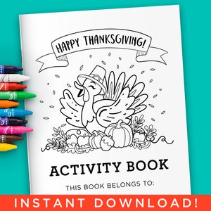 Thanksgiving Activity Coloring Book for Kids - Digital Files Instant ...
