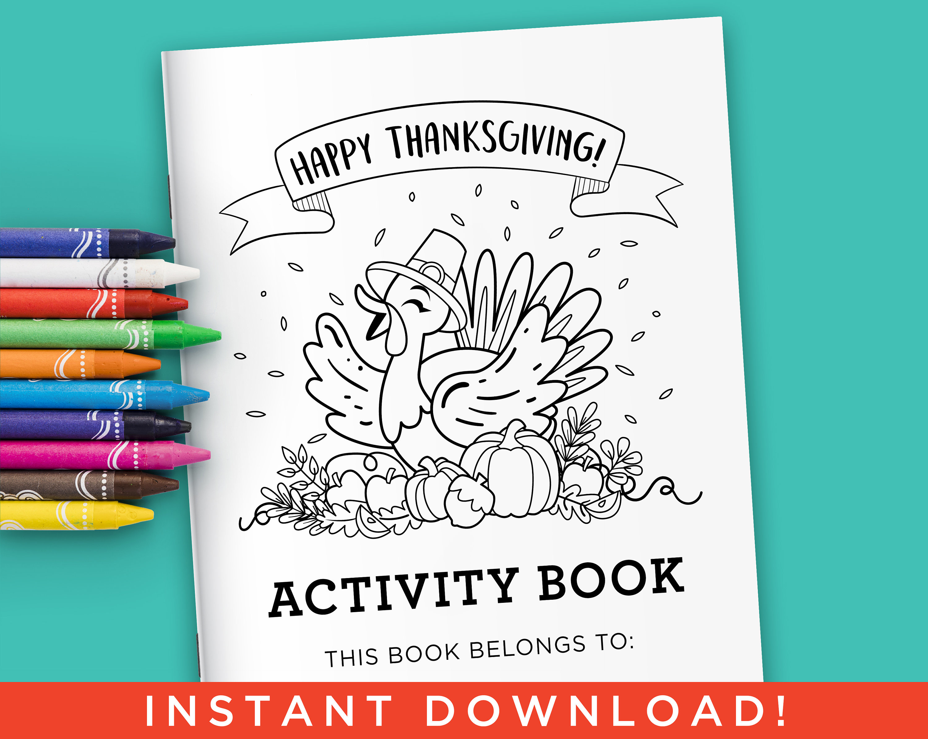 Thanksgiving Activity Coloring Book for Kids Digital Files Instant ...