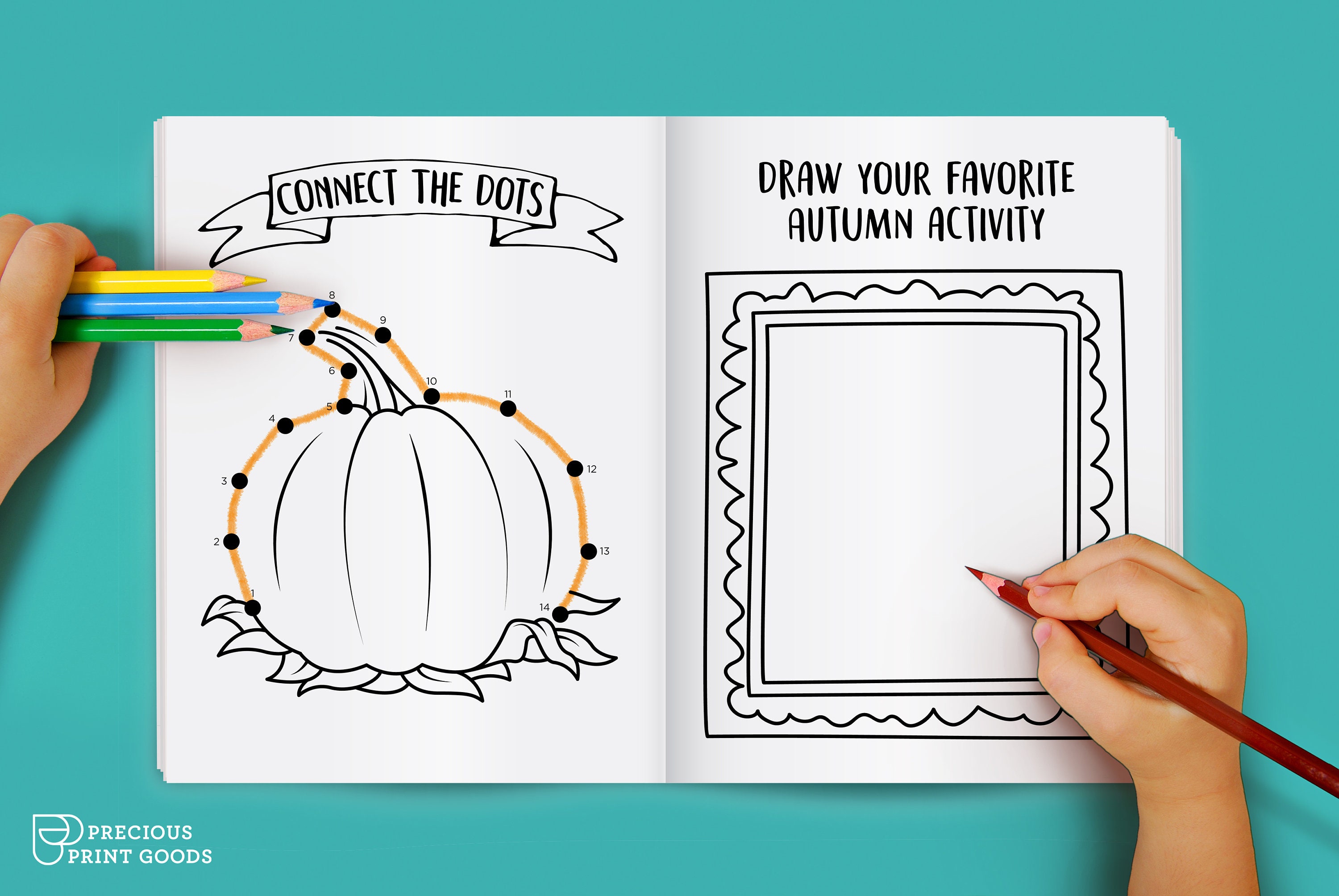 Autumn Activity Coloring Book for Kids Digital Files Instant - Etsy