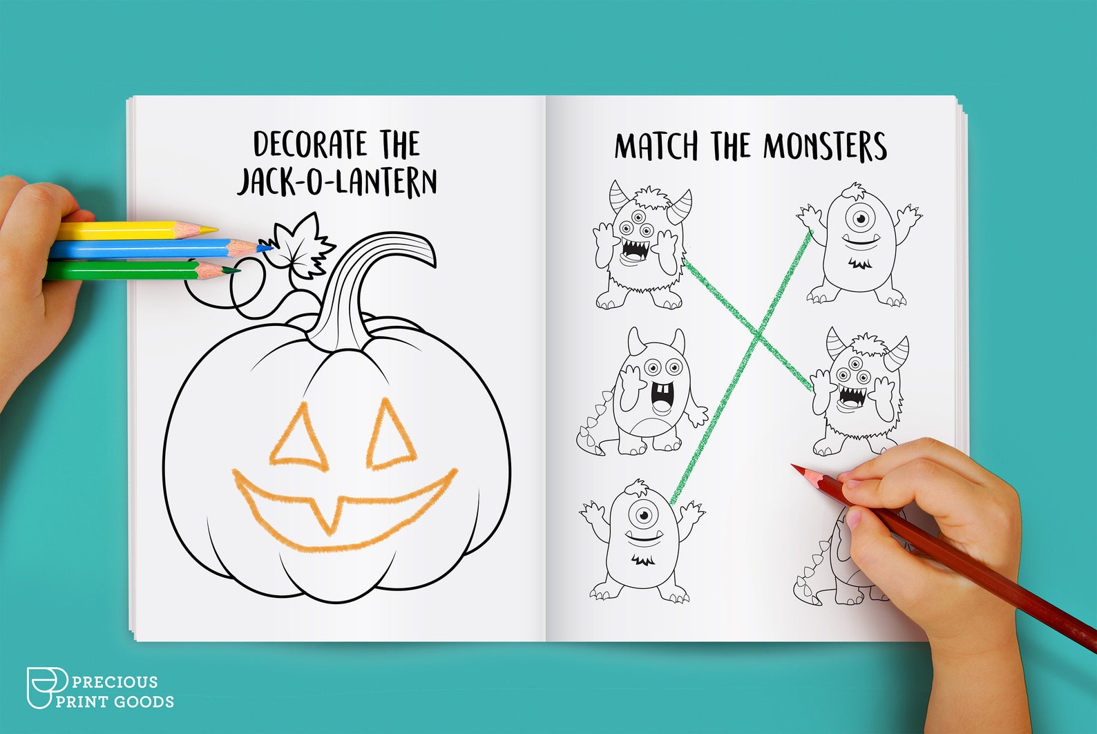 Halloween Activity Coloring Book for Kids Digital Files - Etsy