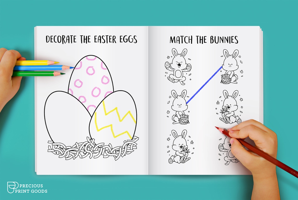 Easter Activity Coloring Book for Kids | Etsy