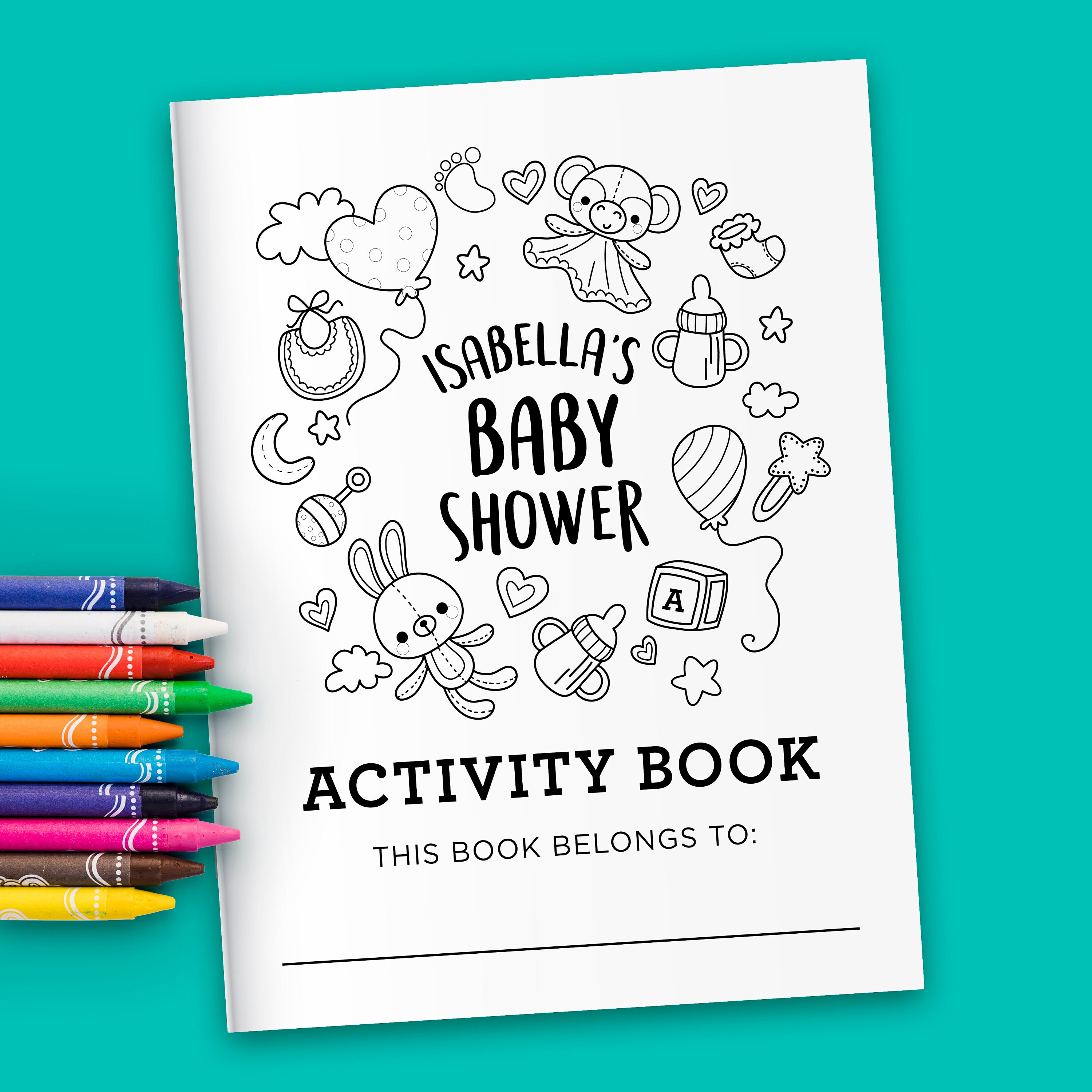 Personalized Baby Shower Activity Coloring Book for Kids Printed Books ...
