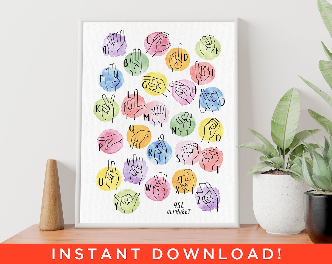 ASL Sign Language ABC Alphabet Poster for Classrooms and Kids DIY ...