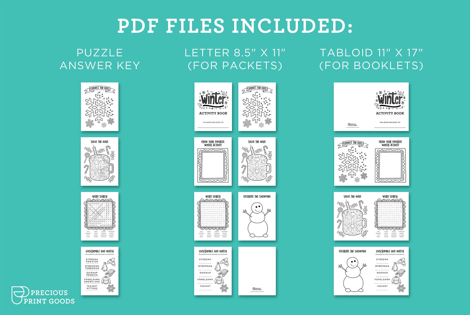 Winter Activity Coloring Book for Kids Digital Files Instant - Etsy