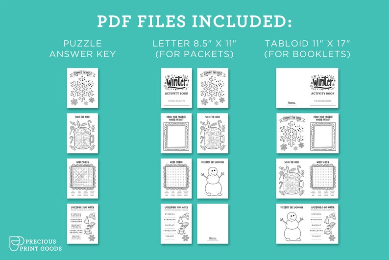 Winter Activity Coloring Book for Kids Digital Files Instant - Etsy