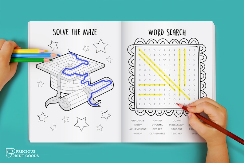 Graduation Activity Coloring Book for Kids - Digital Files Instant ...