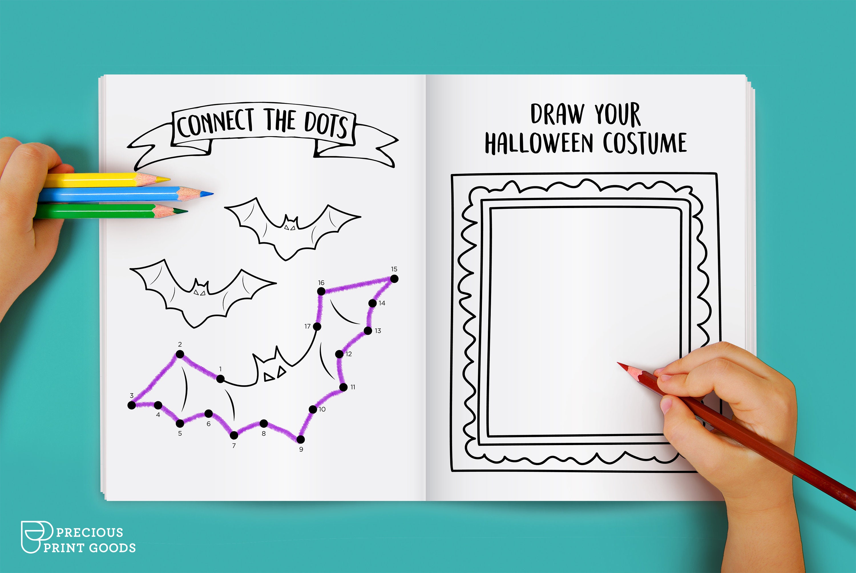 Halloween Activity Coloring Book for Kids Digital Files Instant ...