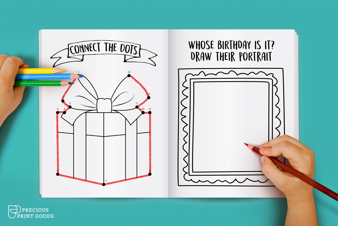 Happy Birthday Activity Coloring Book for Kids Digital Files - Etsy