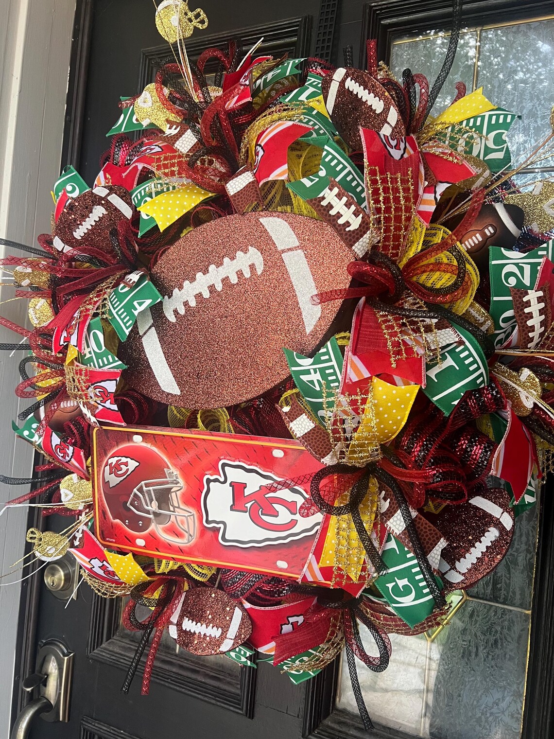 Chiefs Football Door Wreath: Kansas City Chiefs Decor - Etsy