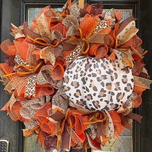 Leopard Fall Decor, Leopard Wreath, Leopard Home Decor, Leopard Pumpkin ...