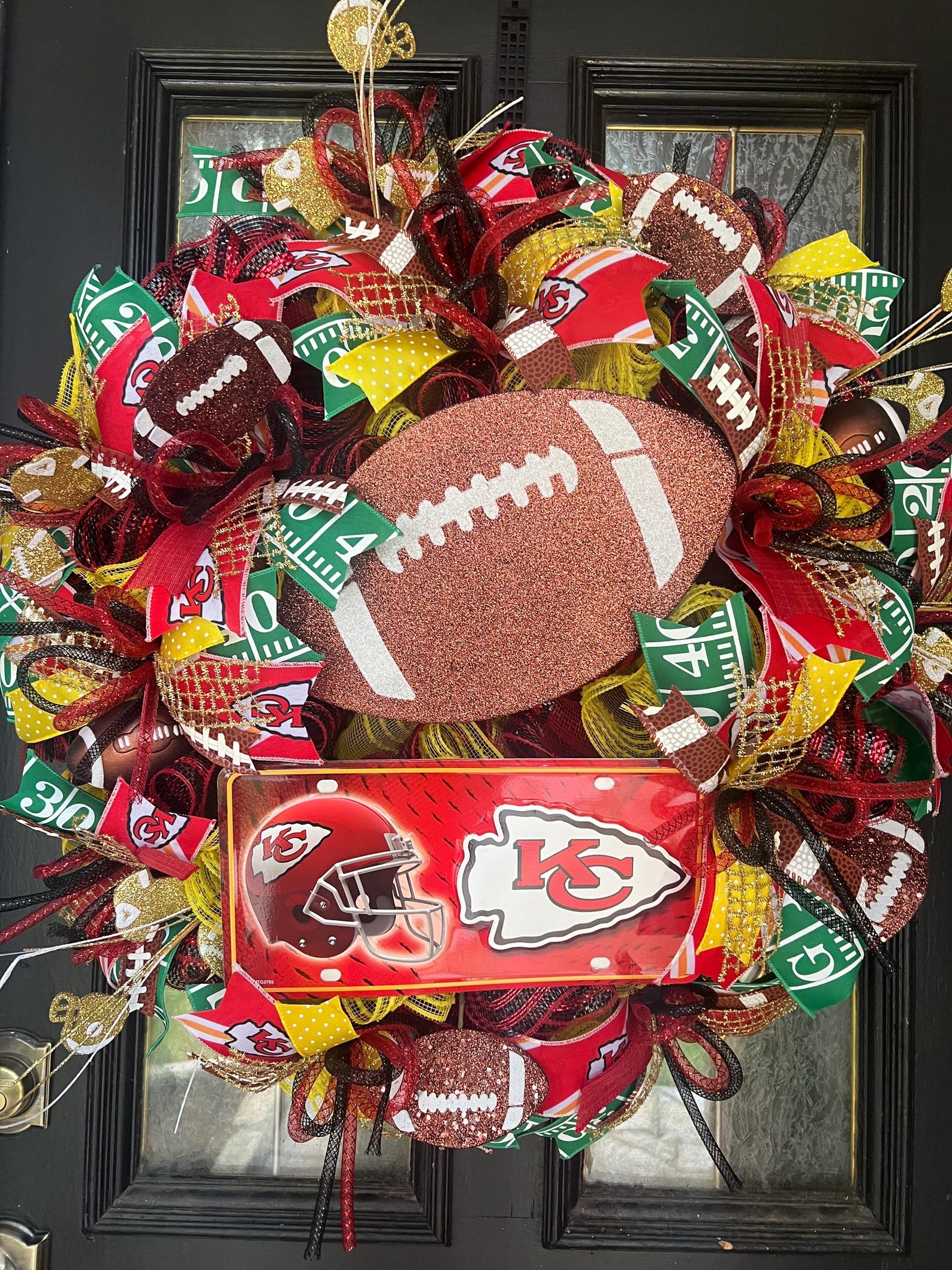 Chiefs Football Door Wreath: Kansas City Chiefs Decor - Etsy