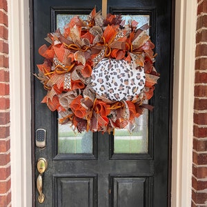 Leopard Fall Decor, Leopard Wreath, Leopard Home Decor, Leopard Pumpkin ...