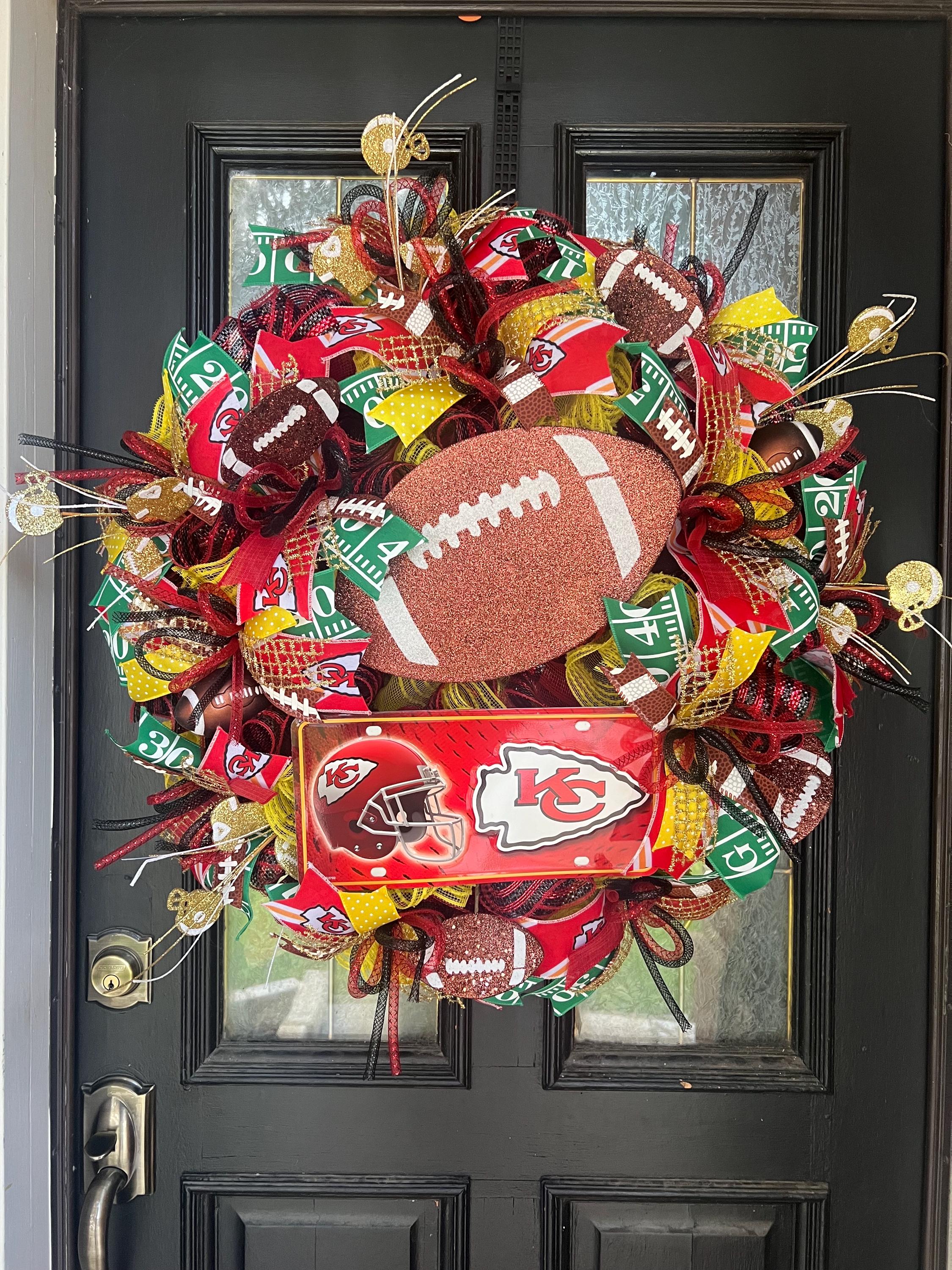 Chiefs Football Door Wreath: Kansas City Chiefs Decor - Etsy