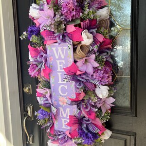Welcome Spring, Purple Swag, Floral Swag, Xtra Large Spring Swag ...