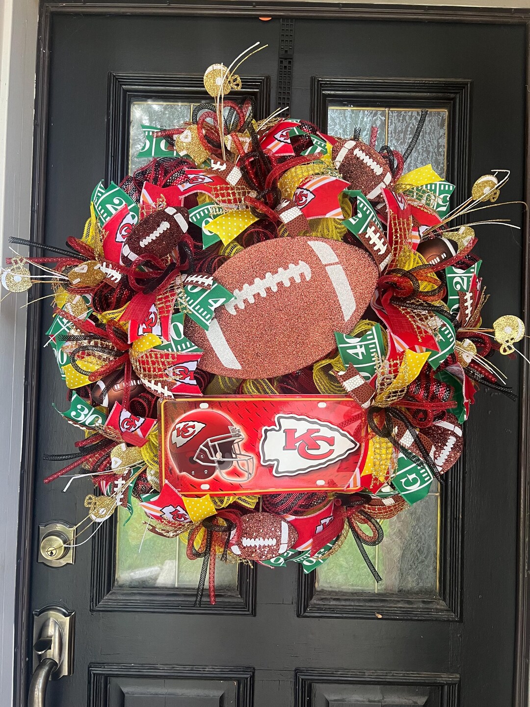 Chiefs Football Door Wreath: Kansas City Chiefs Decor - Etsy