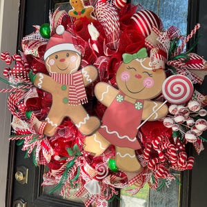 Gingerbread Girl and Boy Christmas Wreath: Holiday Door Decor - Etsy