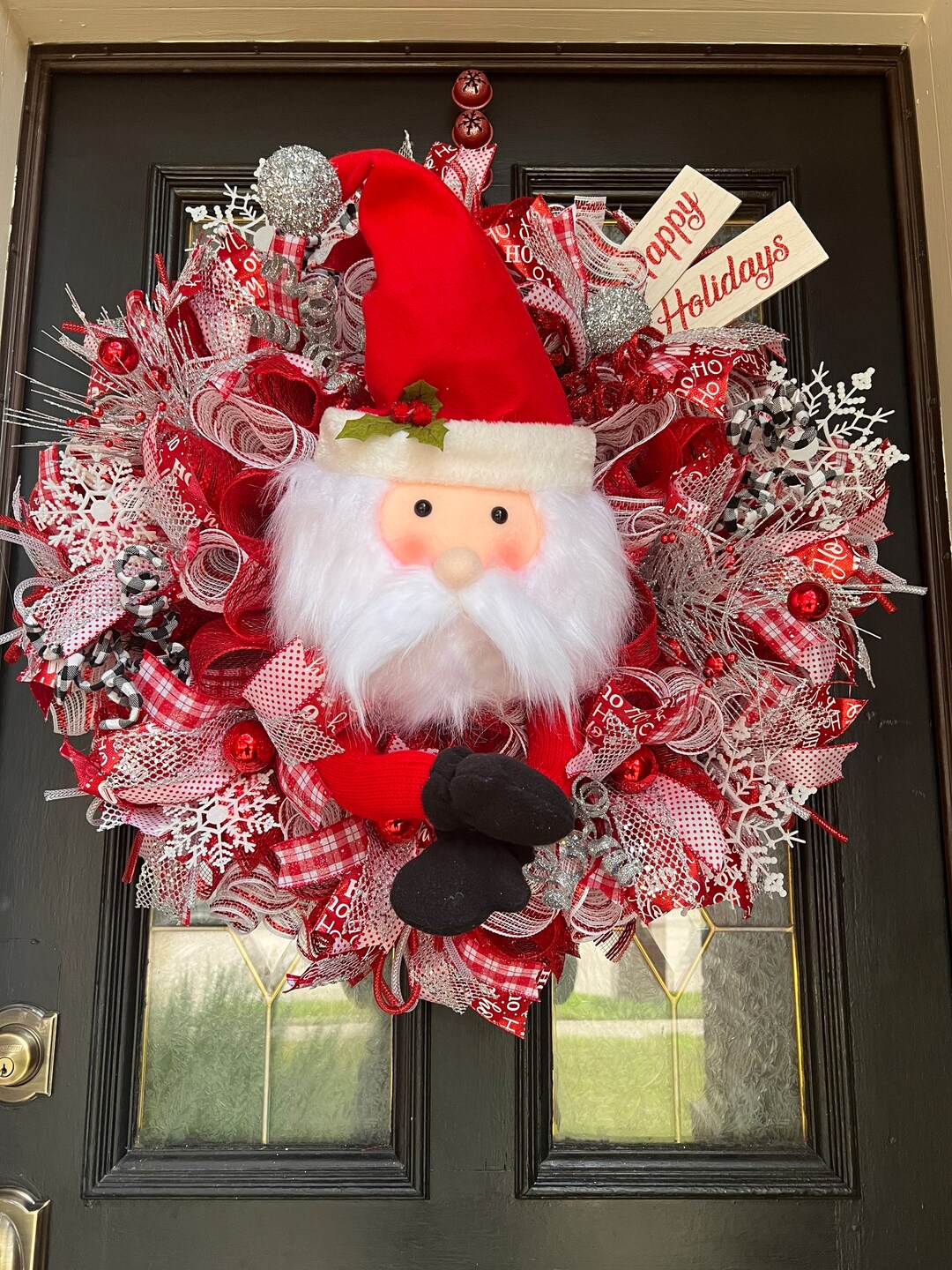 Santa Clause Wreath, Christmas With Santa, Santa Door Decor, Santa ...