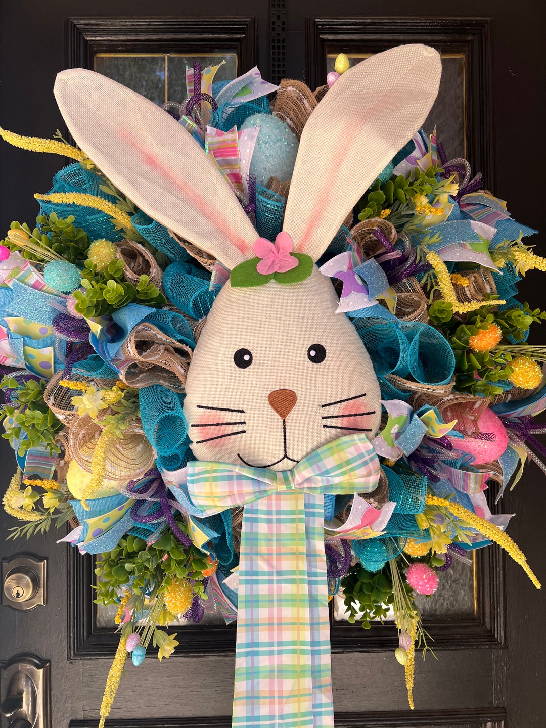 Xtra Large Easter Bunny Wreath, Easter Bunny Door Decor, Easter Door ...