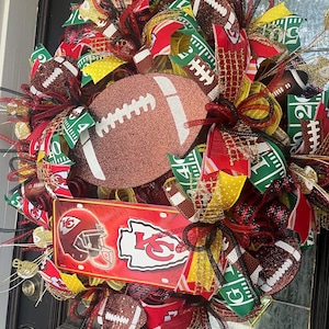 Chiefs Football Door Wreath: Kansas City Chiefs Decor - Etsy