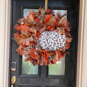 Leopard Fall Decor, Leopard Wreath, Leopard Home Decor, Leopard Pumpkin ...
