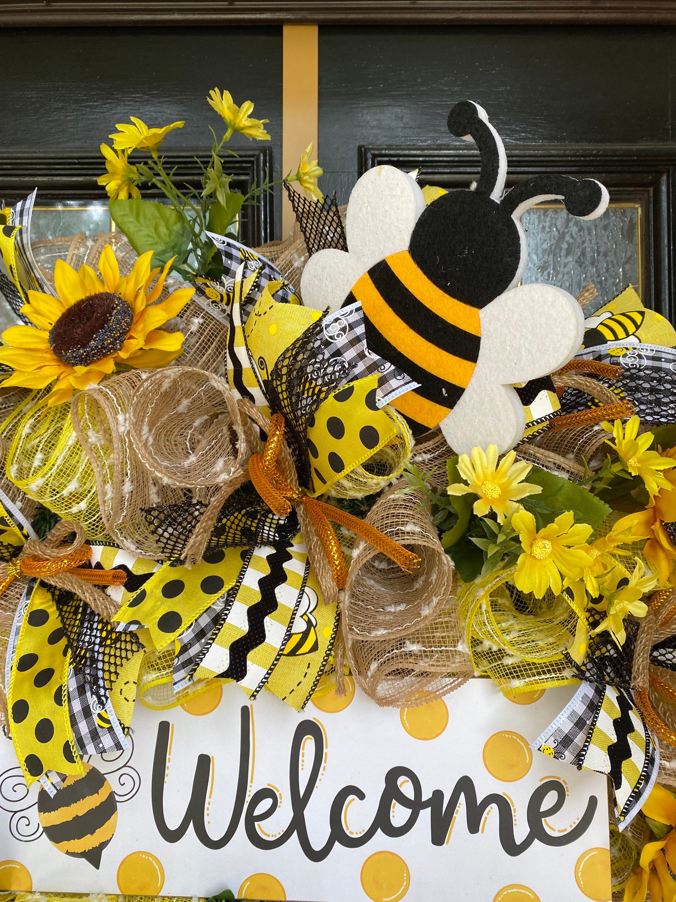 Bumblebee Door Decor Bumblebee Summer Wreath Yellow Decor - Etsy