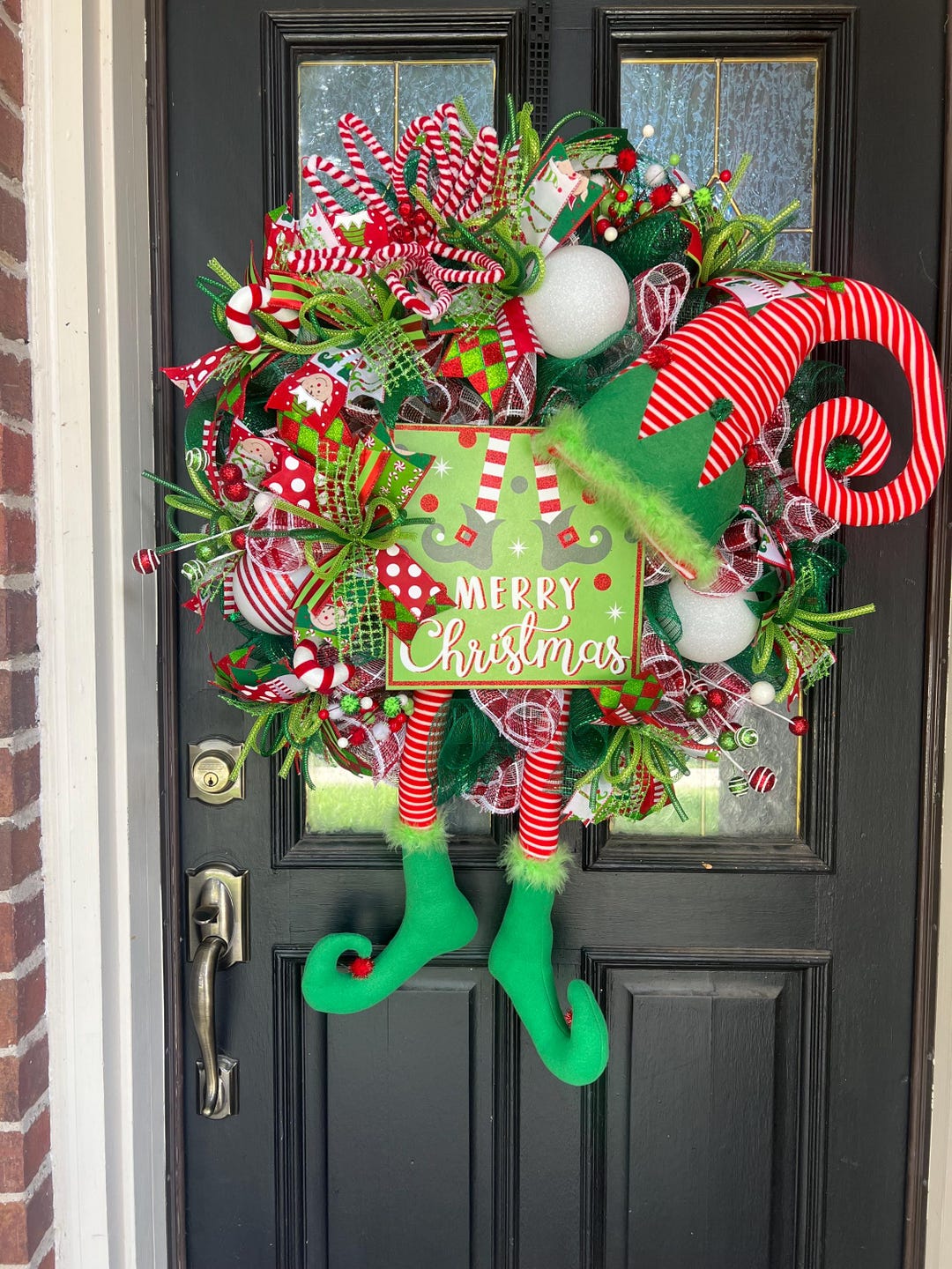 Merry Christmas Elf, Elf Wreath, Wreath With Elf Legs, Elf Christmas ...