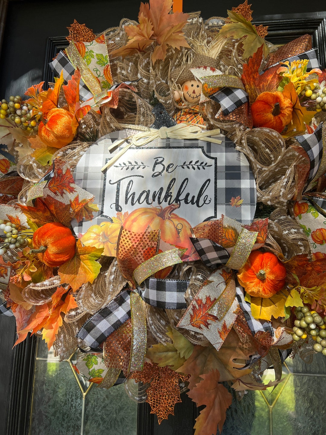 Be Thankful Wreath Buffalo Plaid Fall Wreath Thanksgiving - Etsy