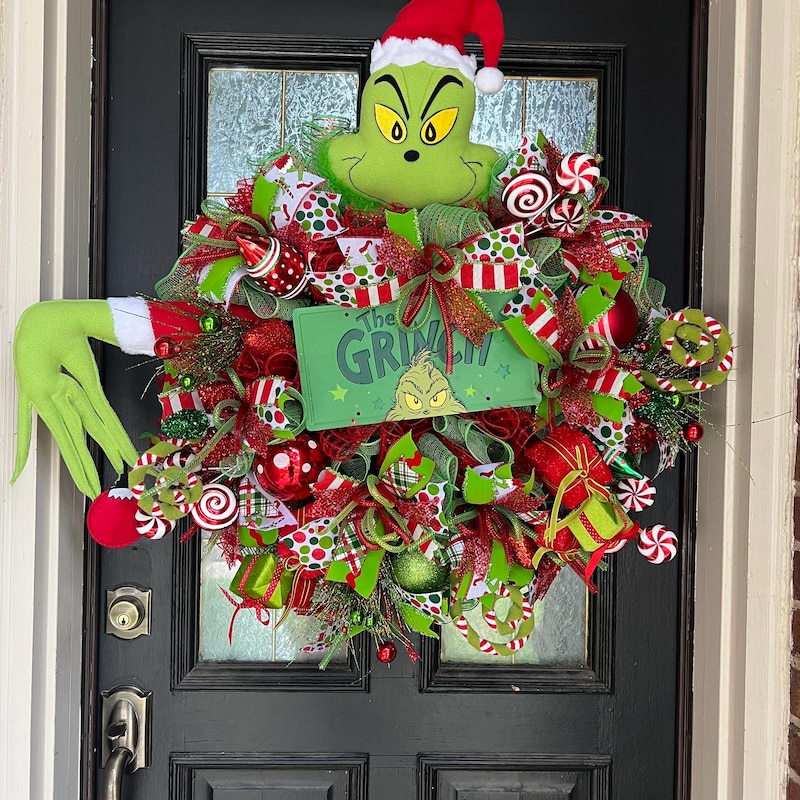 Grinch on Wreath - Etsy