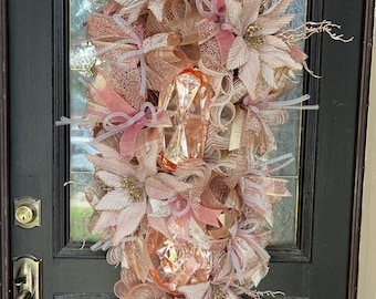 Rose Gold Swag, Xtra Large Rose Gold Swag, Rose Gold Christmas Decor ...