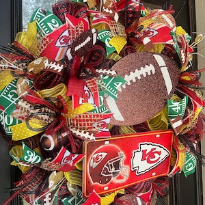 Chiefs Football Door Wreath: Kansas City Chiefs Decor - Etsy