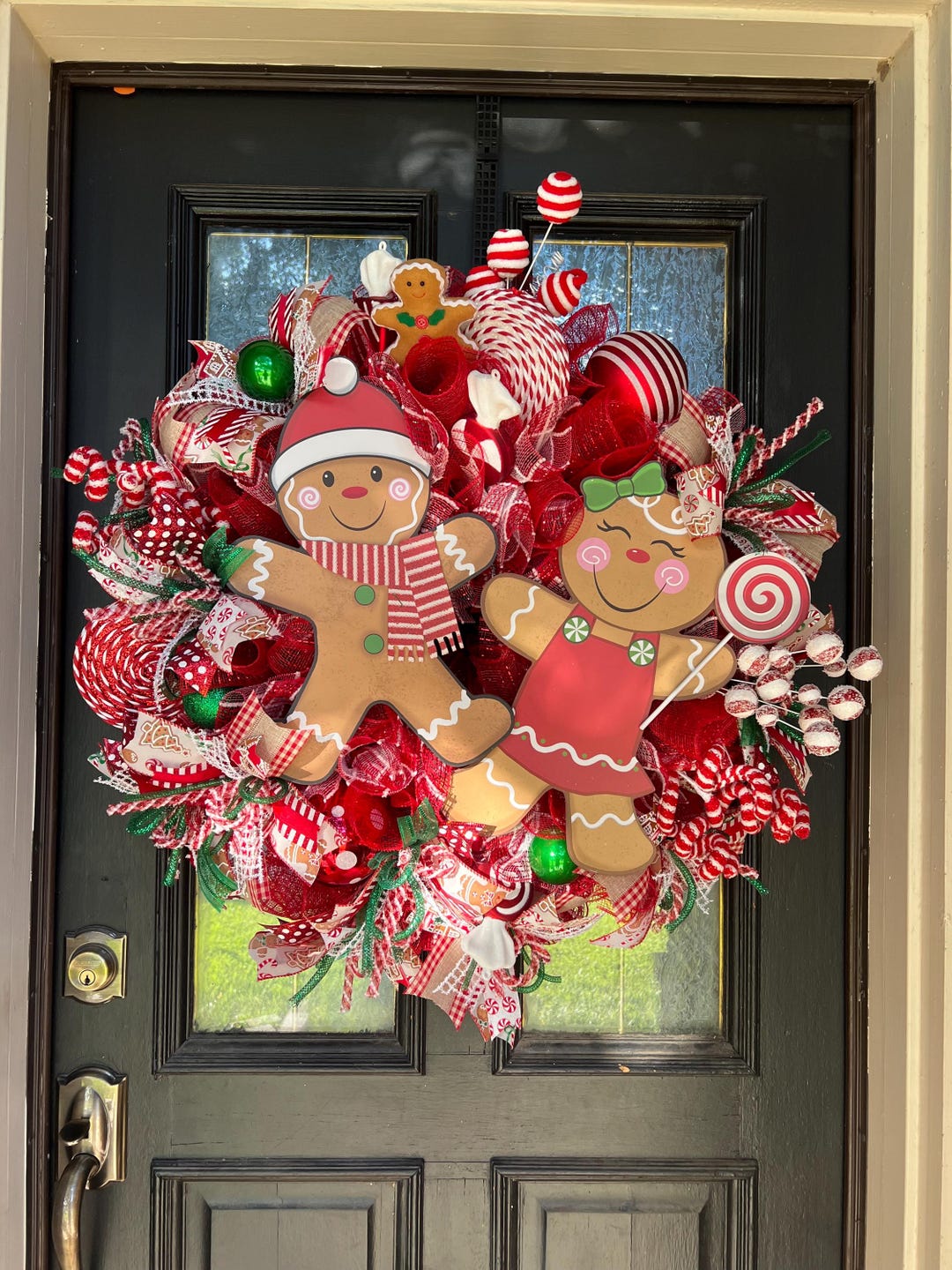 Gingerbread Girl and Boy Christmas Wreath: Holiday Door Decor - Etsy